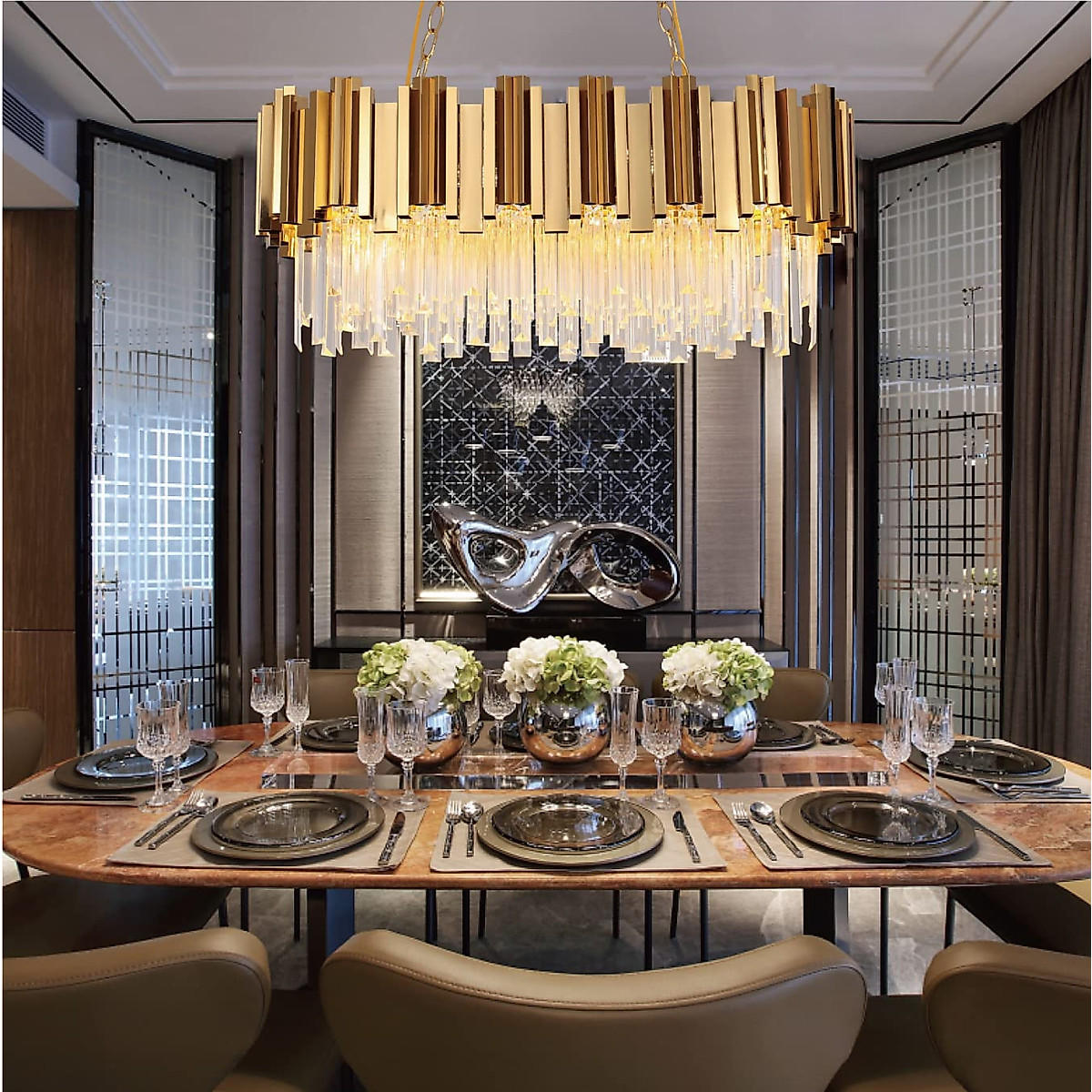 ZIROOPLUS 8 Light Modern Chandeliers Crystal Chandelier Pendant Lights Fixture for Dining Room, Bathroom, Bedroom, Living Room, Pool Table Light E12 Bulb Required