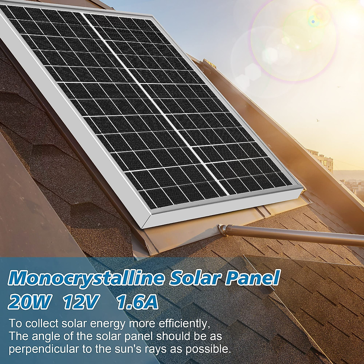 Gulfmew 20W Solar Fan with 3Pcs Off/On Adjustable Switch Exhaust Fans,Greenhouse Solar Powered Waterproof Fan Kit for Chicken Coop, Dog House, Shed, Gable, Attic