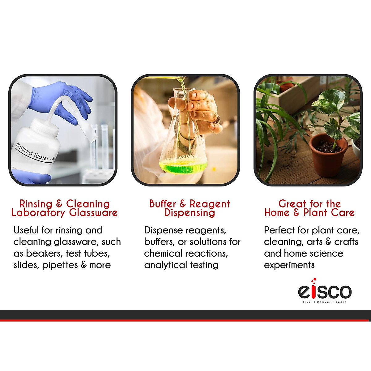 EISCO 500mL Wash Bottle - Wide Mouth - Vented Cap - LDPE - Translucent - Unlabeled - Squeeze Rinse Bottle