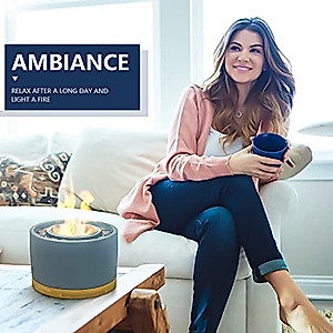 Tabletop Fire Pit-Portable Concrete Fire Pit Ethanol Fire Pit Table Top Firepit Fire Bowl Mini Personal Fireplace Electric Indoor Outdoor Garden Decor