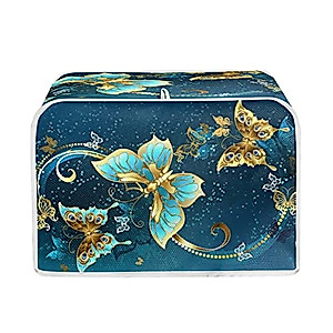 Dolyues 4 Slice Slot Toaster Cover Butterfly Print Bread Toaster Cover Bakeware Protector Bread Toaster Oven Cloth Cover Dust Protection Washable Appliance Cover