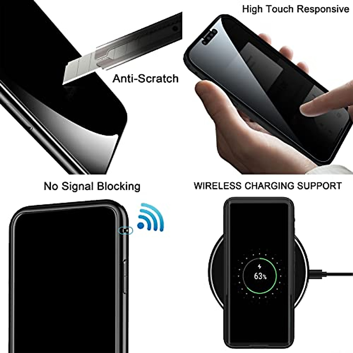 Anti-peep Anti-Spy Privacy Magnetic Case for iPhone 13 Pro Max, Full Body with Built-in Screen Protector Magnetic Clear Back Metal Bumper Double-Sided Tempered Glass Phone Cover (Black)