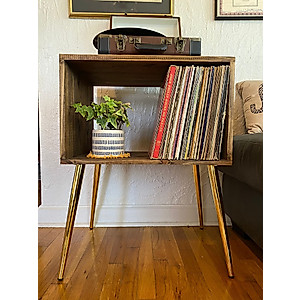 Table for Record Player Stand Cabinet MCM Mid Century Modern Metal Golden Legs Active Restock requests: 0