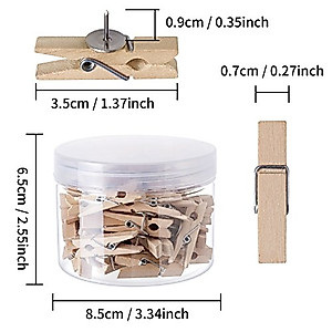 favide Push Pin with Wooden Clips Pushpins Tacks Thumbtacks for Cork Boards Artworks Notes Photos, Craft Projects, Offices and Homes, Pack of 50