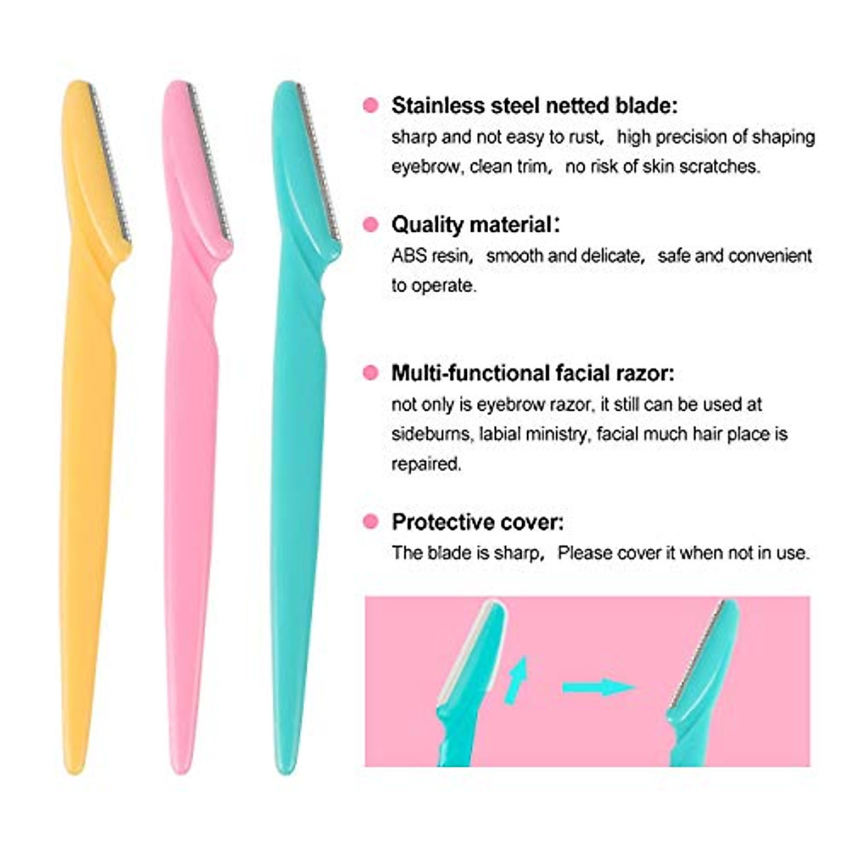 15Pcs Eyebrow Razors Multipurpose Exfoliating Dermaplaning Tool Face Razor and Eyebrow Shaper For Women Man With Precision Cover