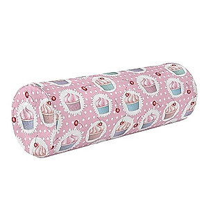 Vnurnrn Cupcakes Cherry Neck Support Pillow Round Neck Roll Bolster Cylinder Pillow Cervical Pillows Travel Pillow for Leg Knee Back Head Support for Adults Bedroom Camp Work