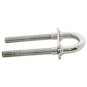 NovelBee 2-Pack 3/8" Stock Stainless Steel Stern Bow Eye U Bolt with Welding Plate,Washer and Hex Nuts (Overall Length:4-1/2")