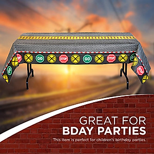 Havercamp Railroad Party Table Cover | 1 Count | Great for Train Themed Events, Kid's Birthday Party, Train Collectors' Gathering, Retirement Party, Father's Day, Graduation Party