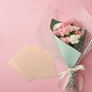 Ireer 100 Pcs Pink Napkins Disposable 5 x 5 Inch Scalloped Napkins Thick Paper Napkins Cocktail Luncheon Napkins for Tea Party Wedding Bridal Baby Shower Thanksgiving Christmas Dinner Birthday