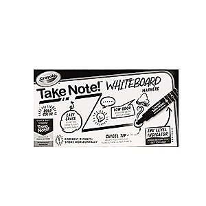 Crayola Take Note Black Dry Erase Markers, Kids At Home Activities, Chisel Tip, Office & School Supplies, 12 Count