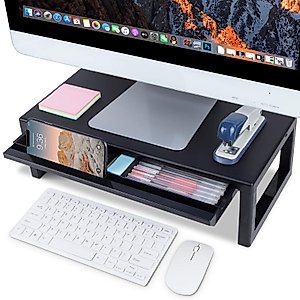 Monitor Stand Riser, Kavalan Lightweight 4 Level Height Adjustable Computer Monitor Stand & Desktop Printer Stand with Storage Drawer for Office Desk Accessories, Supports up to 5kg PC Monitor, Laptop