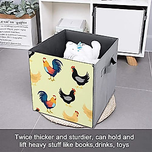 Rooster and Cock Large Cubes Storage Bins Collapsible Canvas Storage Box Closet Organizers for Shelves