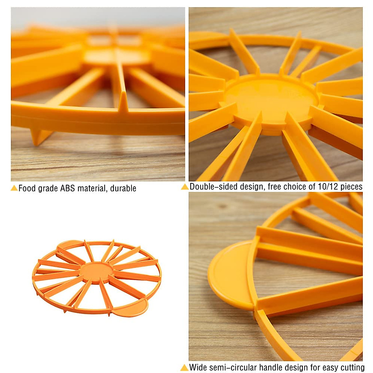 Round Cake Slice & Pie Slicer Marker, Cake Divider, Cheesecake Cutter, 10 or 12 Slices Double Sided Cake Portion Marker, Works for Cakes 10 Inches Diameter