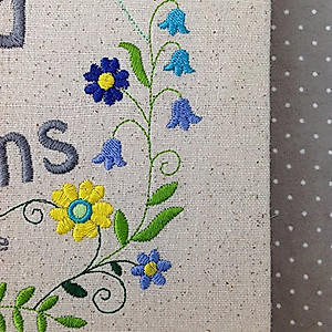 Build your Dreams - Embroidered Stretched Canvas - Flower Wreath