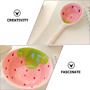 UPKOCH 1 Set Dessert Bowl and Spoon Strawberry Shaped Serving Bowls Ceramic Salad Bowls Kitchen Mixing Bowls Fruits Dish for Cereal Pasta Snack Appetizer Kids Food Container