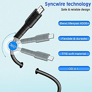 HQGC Micro USB Cable 10Ft 2pack, Long Charging Cord Kindle Charger Cable Fast Android Phone Charging Cord for Samsung Galaxy S7 S6 J7 Note 5, LG, Kindle, Xbox, PS4,Tablets