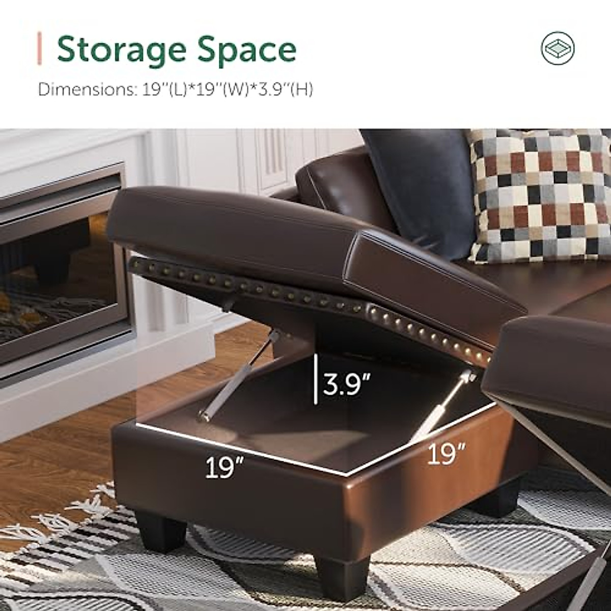 HONBAY Faux Leather Sectional Sofa Couch Reversible L Shaped Couch Sofa 4 Seat Sofa Sectional Couch for Small Apartment