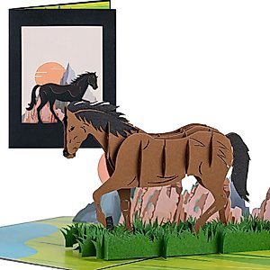 Rykamia Horse Pop Up Card, Blank Horse Card, Horse Birthday Card, Horse Thank You Card, Horse 3D Card, Horse Gift, Horse Get Well Card, Equestrian Gift, Card for Mom, Dad, Friends, Son, All Occasion