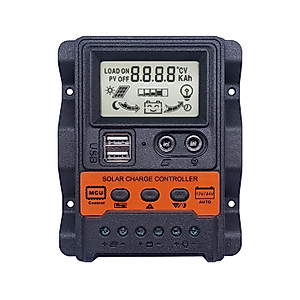 weideer 4 String PV Combiner Box and 20A Solar Charger Controller 12V/24V Adjustable LCD Display for Solar Panel System