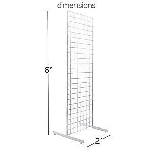 Only Hangers 2' x 6' Gridwall Panel Tower with T-Base Floorstanding Display Kit, 3-Pack White …