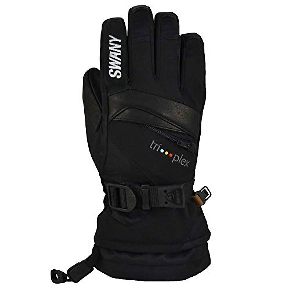 Swany Junior X-Change Sports Moisture-Wicking Quick-Drying Warm Durable Flexible Leather Winter Gloves, Black, Small