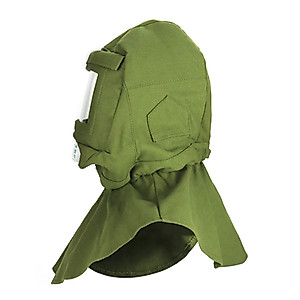 QWORK Sand Blasting Hood Cap, Shawl Cap Sandblasting Mask Anti Dust/Wind Sandblasting Tool Mask,Cut/Scratch/Heat Resistant Neck Protector, Green