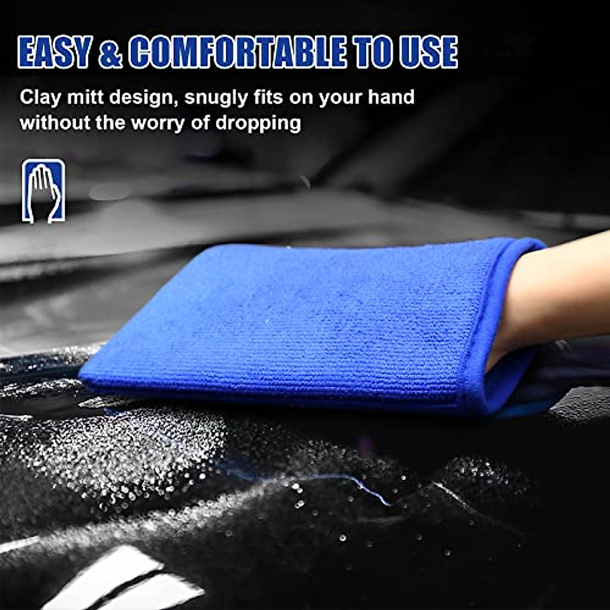 GMISUN Clay Mitt, 2 Pack Clay Bar Mitt for Car Detailing, Medium Grade Magic Car Wash Mitt Auto Detailing, Scratch Free and Paint Safe for Car Detailing Cleaning Polishing Paint, Glass, Wheels