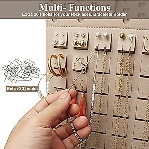 Resovo Hanging Earrings Organizer, Earring Holder & 20 Hooks, Holds Up To 300 Pairs, Compact Design, Soft Material, Earring Hanger Earring Display Hanging Organizer for Women Girls -1 Pack