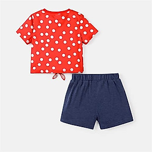 L.O.L. Surprise! Toddler/Kid Girl 2pcs Polka dots Tie Knot Tee and Ruffled Shorts Set Red Kids: 6-7 Years