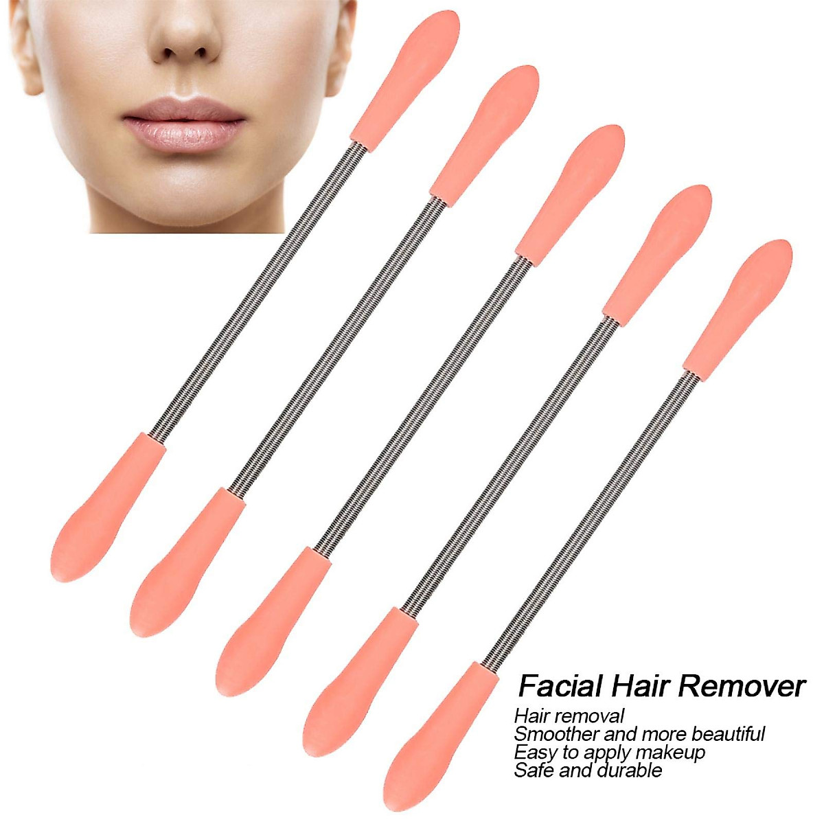 5pcs Facial Hair Remover Stainless Steel Spring Manual Epilator Threading Beauty Tool for Quick Hair Removal