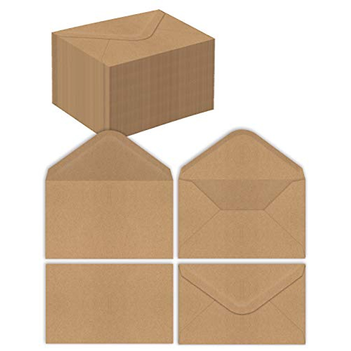 Kraft Mini Envelopes, 100-Pack, Strong 35 lb. Paper, Pointed Flap, Use with Gift Cards, Cash, RSVP Cards, Business Cards, Fits up to 3 x 5 Cards (Actual Size 3.25" x 5.25")