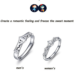 JASXEYO wedding ring sets for him and her，promise rings for couples，promise rings for her，matching rings for couples，dainty rings，Adjustable Princess and Knight Rings Set His and Hers (women's)