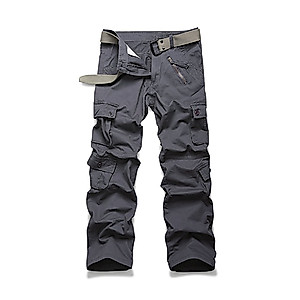 AKARMY Women's Cotton Casual Work Pants Camouflage Cargo Pants Parachute Pants for Women with Pockets Gray 2