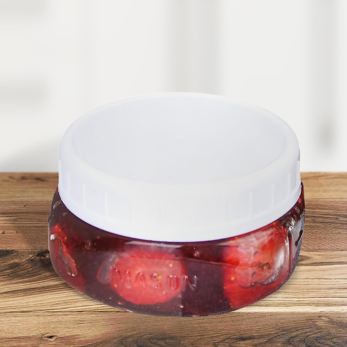 Cornucopia Wide Mouth Plastic Mason Jar Lids (24-Pack Bundle); 2 Dozen Unlined White Ribbed Lids, 86-450 Size