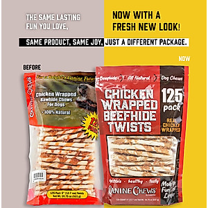 Canine Chews Chicken-Wrapped Rawhide Chews for Dogs (125 ct.)