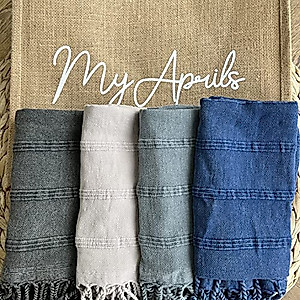 Luxury Cotton Turkish Hand Towel, Decorative Kitchen Towels Farmhouse, Black Hand Towels for Bathroom, Soft&Absorbent Hand Towels for Head Face Guest Tea Dishcloth Gym Spa - Charcoal Gray/Black