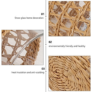 DOITOOL Rattan Glass Cup Drinking Glasses, Clear Glass Cocktail Cup Beverage Drinking Cup for Water Juice Beer Coffee