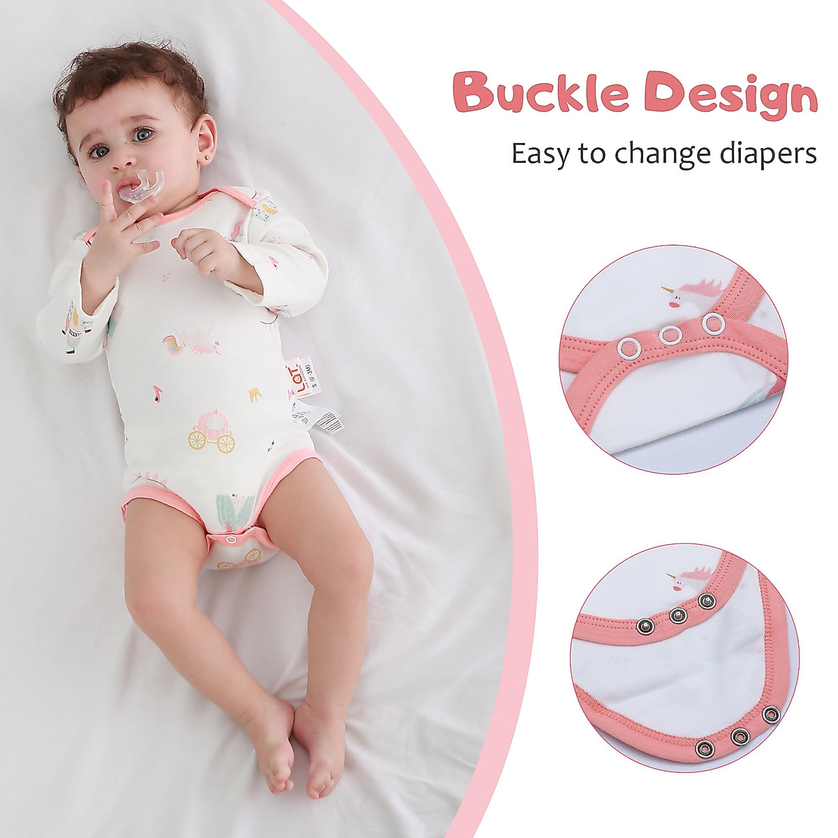 LAT 3 Pcs Baby Footie Pajamas，Infant Girls Boys One-Piece Footies Sleeper Newborn Cotton Sleepwear Outfits,zipper design（Blue Dinosaur，3-6 Months）