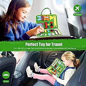 beefox Busy Board Montessori Toys for 1 2 3 4 Year Old -Fine Motor Skills & Travel Essentials Toys - Preschool Learning Activities Educational Gift for Toddlers (Dinosaur)