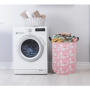 19.7" Round Canvas Large Clothes Basket Laundry Hamper with Handles,Waterproof Cotton Storage Organizer Perfect for Kids Boys Girls Toys Room, Bedroom, Nursery,Home,Gift Basket(alpaca)