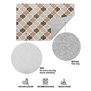 Front Entrance Floor Mats, Non Slip Bathroom/Kitchen Mat Absorbent Durable Small Rugs, Retro Geometric Morocco Tile Pattern Print Door Mat Indoor/Outdoor Carpet Shoes Scraper 18x30 inch