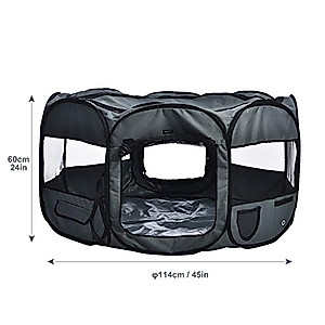 Amazon Basics Portable Soft Pet Dog Travel Playpen, Large (45 x 45 x 24 Inches), Grey