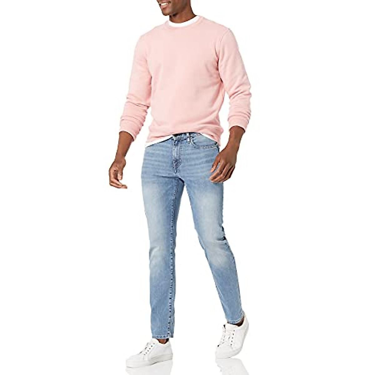 Amazon Essentials Men's Fleece Crewneck Sweatshirt (Available in Big & Tall), Pink, Medium