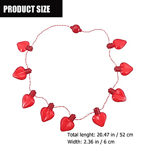 Glowing Heart Shaped Bulb Necklace Led Light up Necklace Valentines Red Love Heart Necklace Glow in The Dark Led Light Bulbs for Kids Adults Wedding Valentines Day Party Decor