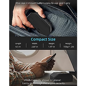 LL LALEADER V Mount Battery 99Wh 6700mAh 14.8V V-Lock Rechargeable Battery 45W PD USB C Fast Charging with BP D-TAP USB-A Multi Outputs for Camera Camcorder Monitor Video Light (99Wh)