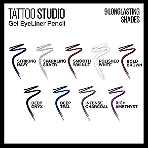 Maybelline TattooStudio Sharpenable Gel Pencil Longwear Eyeliner Makeup, Intense Charcoal, 0.04 oz.