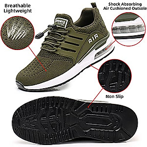 BOGOVER Men's Walking Shoes Non Slip Running Tennis Shoes Breathable Lightweight Air Cushion Sneakers for Tennis Gym Jogging (Green, Numeric_10.5)
