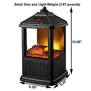 Portable Little Small Electric Fireplaces Space Heaters for Indoor Use Freestanding Bedroom Mini Electric Space Fireplace Heaters Stove with Flame Thermostat Timer Remote Control Overheat Protection