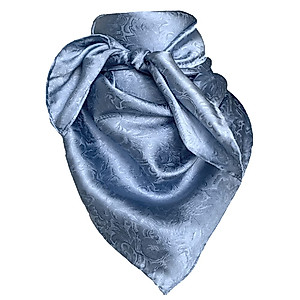 WYOMING TRADERS Casual Unisex Adult Lightweight Breathable Jacquard Slate Blue Regular Silk Scarf, 34.5"
