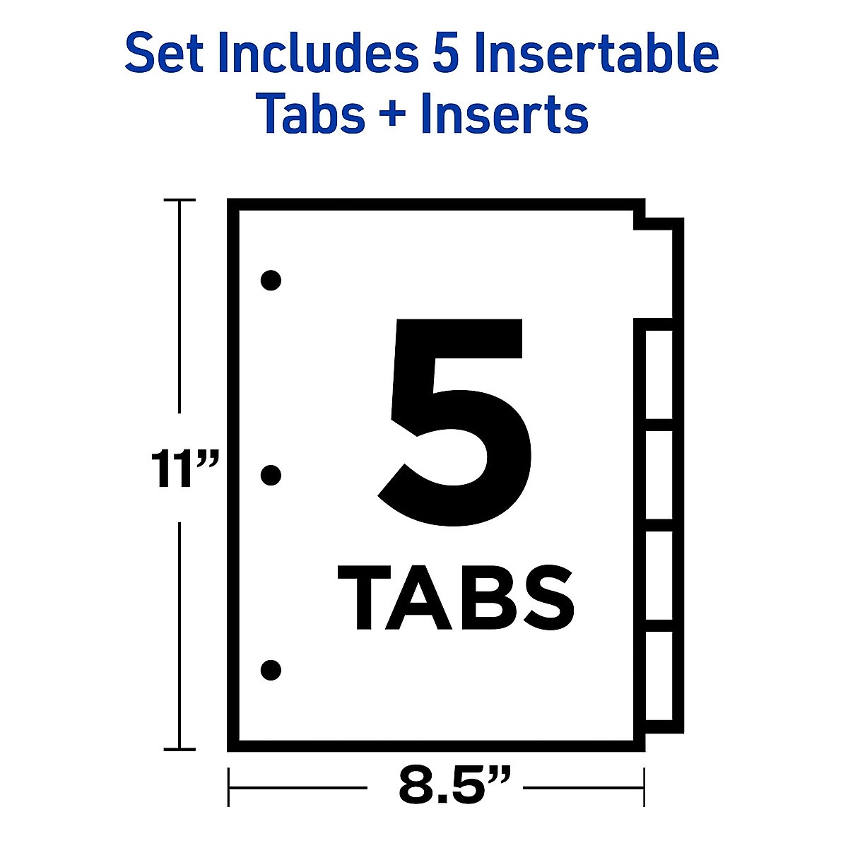 Avery 11109 5-Tab Binder Dividers, Insertable Multicolor Big Tabs, 6 Sets